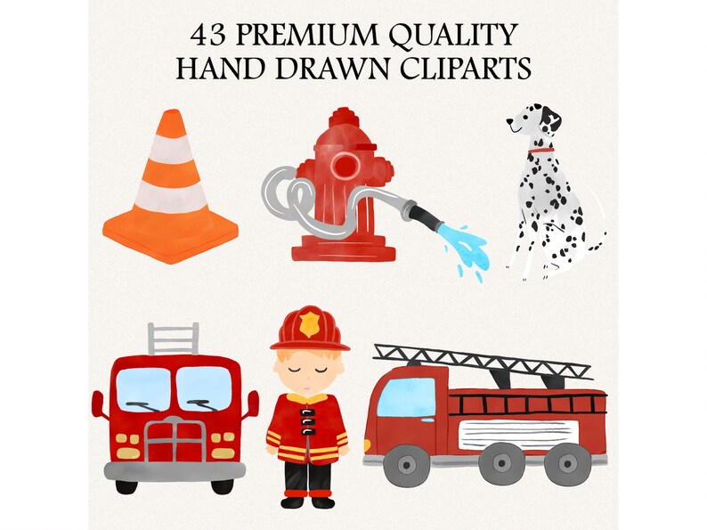 Watercolor Firefighter Clipart Set, Fire Fighter Clipart, Fireman ...