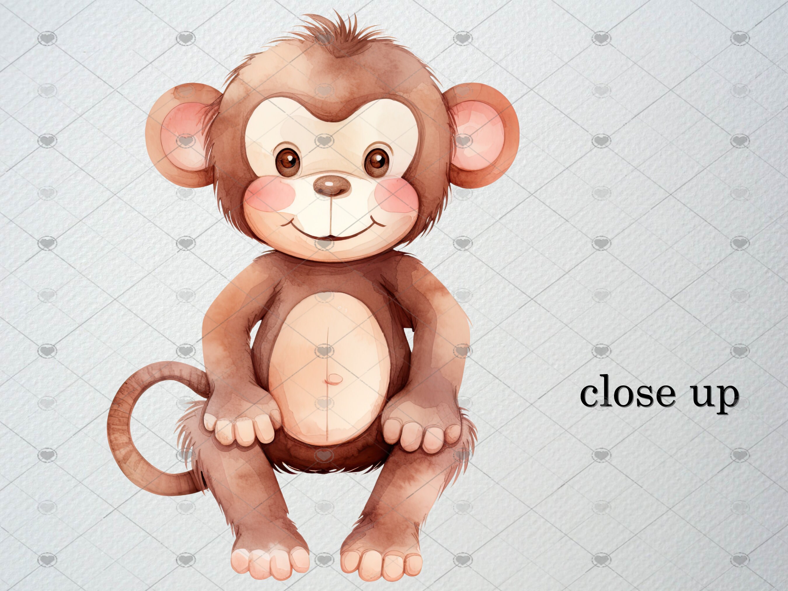 Watercolor Monkey Clipart Set of 35 PNG Files, Cute Monkey Clipart, Zoo ...