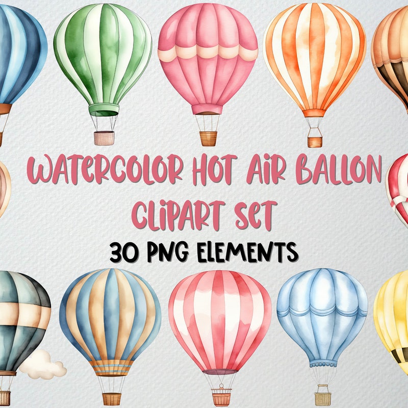 Hot Air Balloon Clipart - Etsy