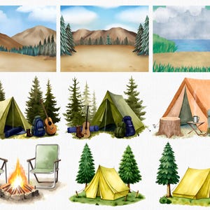 Watercolor Camping Clipart: Outdoor Adventure PNG Set (72 Files) - Etsy