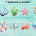Watercolor Mermaid Clipart Set of 50 PNG Files, Little Mermaid Clipart ...