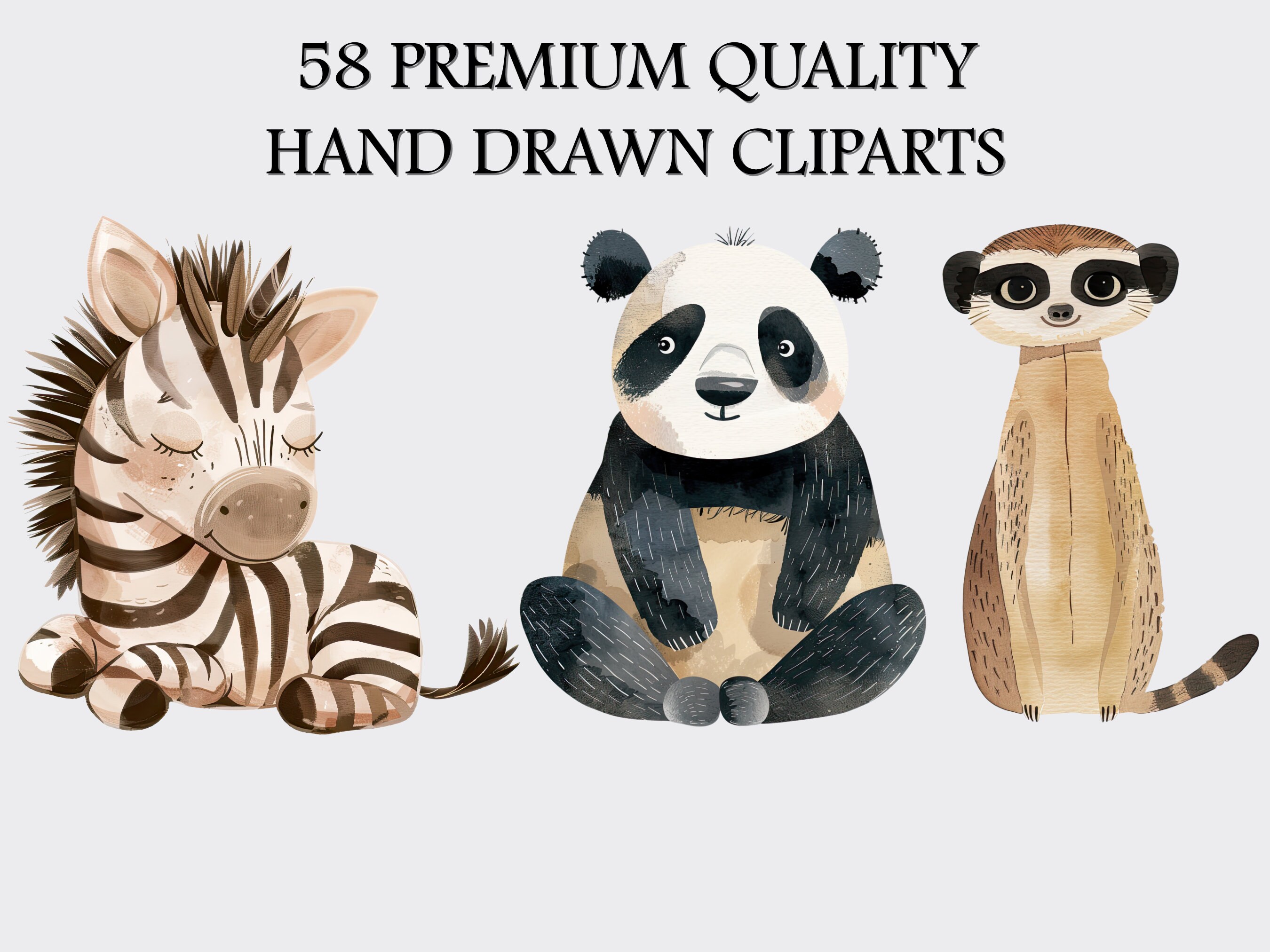 Watercolor Zoo Animals Clipart: Safari Jungle PNG Set (58 Files) - Etsy