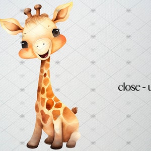 Watercolor Baby Giraffe Clipart Set of 22 PNG Files, Baby Animal ...