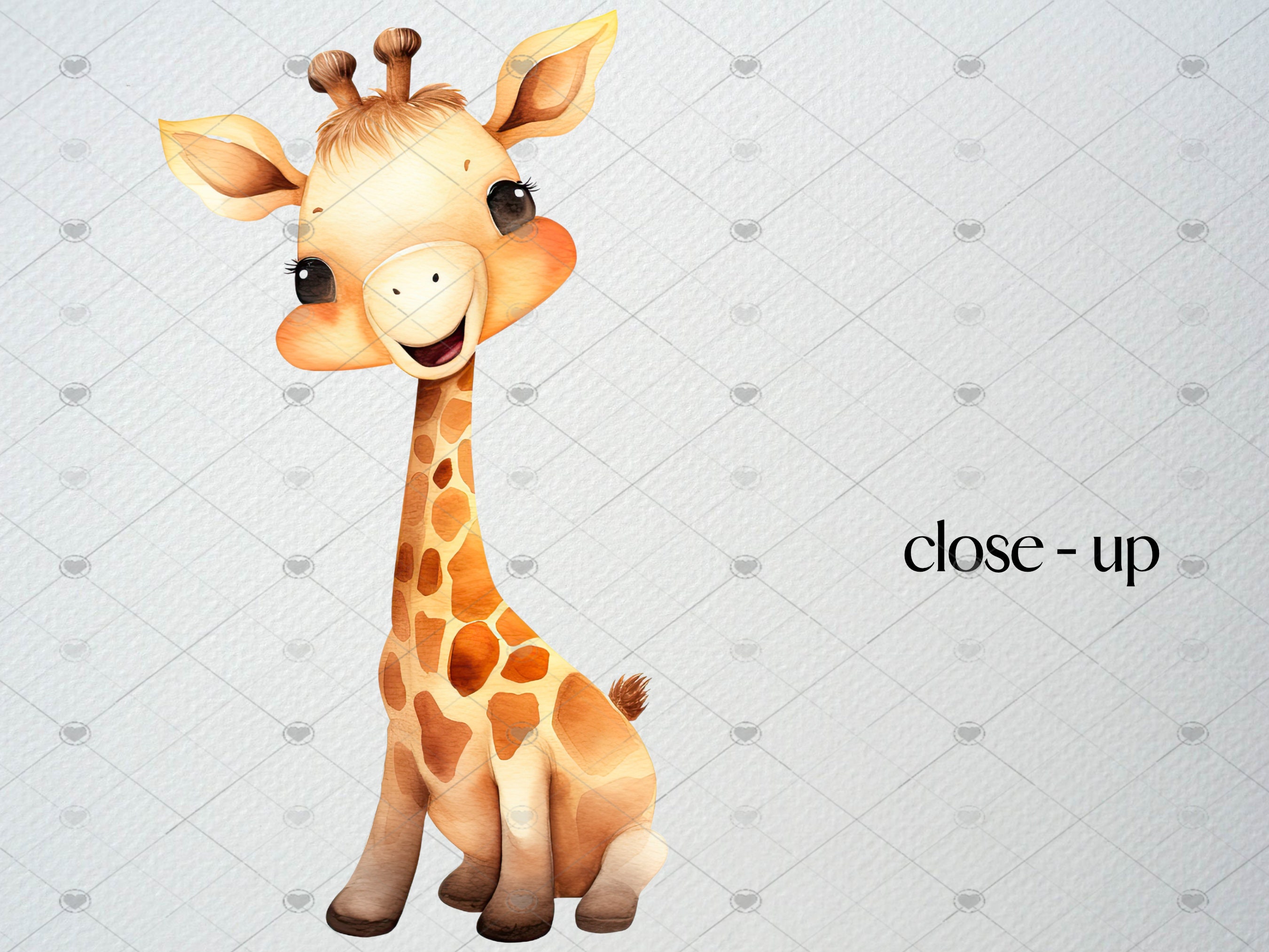 Watercolor Baby Giraffe Clipart Set of 22 PNG Files, Baby Animal ...