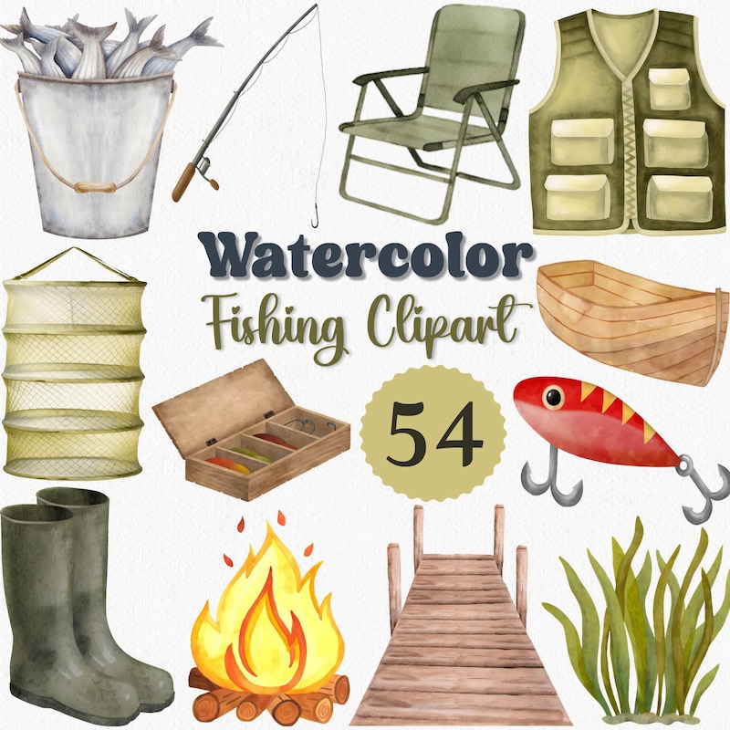 Fishing Watercolor - Etsy