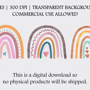 Watercolor Boho Rainbow Clipart Set, Rainbow Clipart, Baby Shower ...