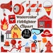 Watercolor Firefighter Clipart Set, Fire Fighter Clipart, Fireman ...