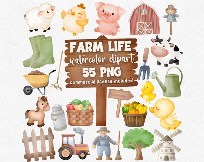 Farm Clipart, Cute Farm Animals, Nursery Decor, Farm and Animals ...