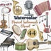 Watercolor Musical Instrument Clipart Set – 44 PNG, Music Clipart ...