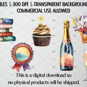 Graduation Clipart, Watercolor Graduation Clip Art Set of 35 PNG Images ...