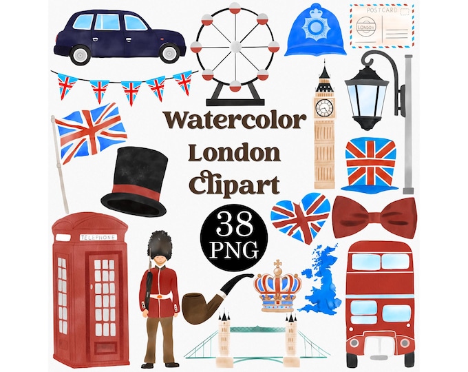 London Clip Art Collection, Watercolor Clip Art, Travel Clip Art ...