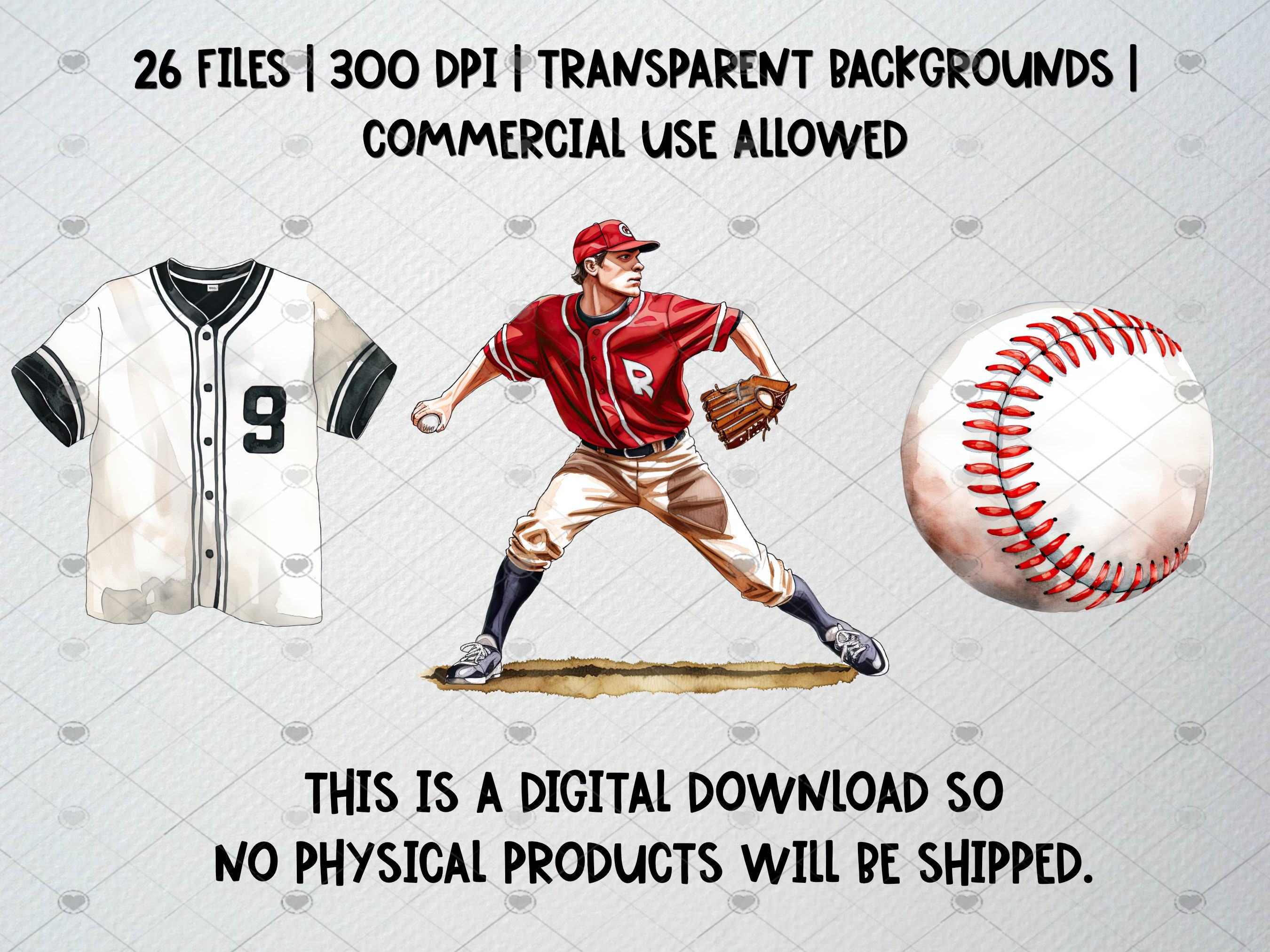 Watercolor Baseball Clipart Set: Sports Illustrations (26 PNG Files) - Etsy