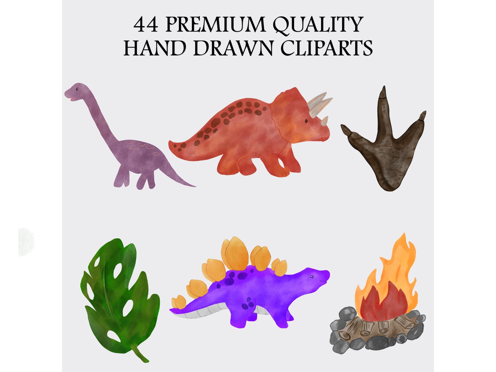 Watercolor Dinosaur Clipart Set of 44 PNG Files, Dino Clipart, Cute ...