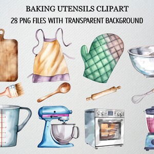 Baking Clipart Set, Watercolor Bakery Clipart, Hand Painted Clipart ...