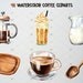 Watercolor Coffee Clipart Set of 48 PNG Files, Beverage Clipart ...