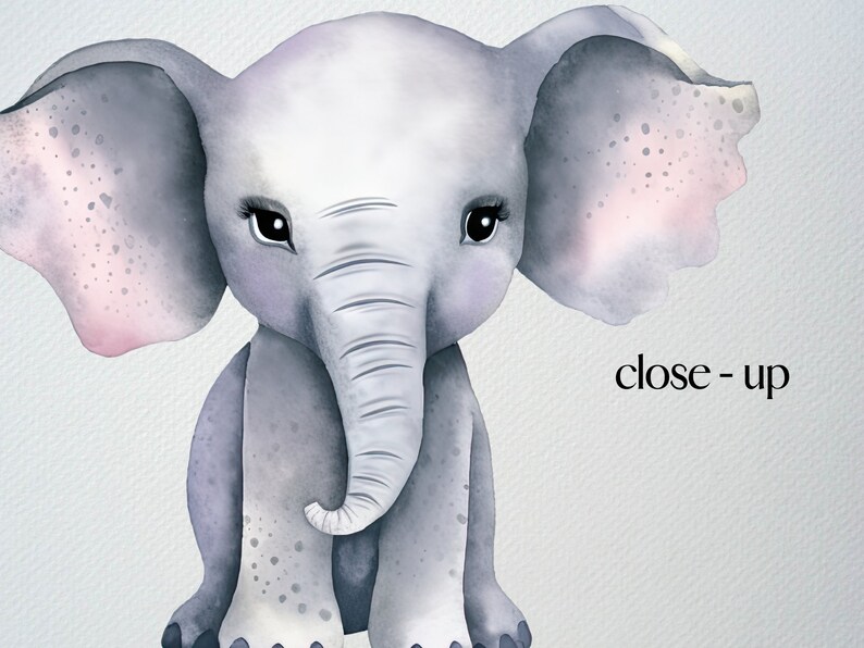 Watercolor Baby Elephant Clipart Set of 20 PNG Files, Baby Shower Clip ...