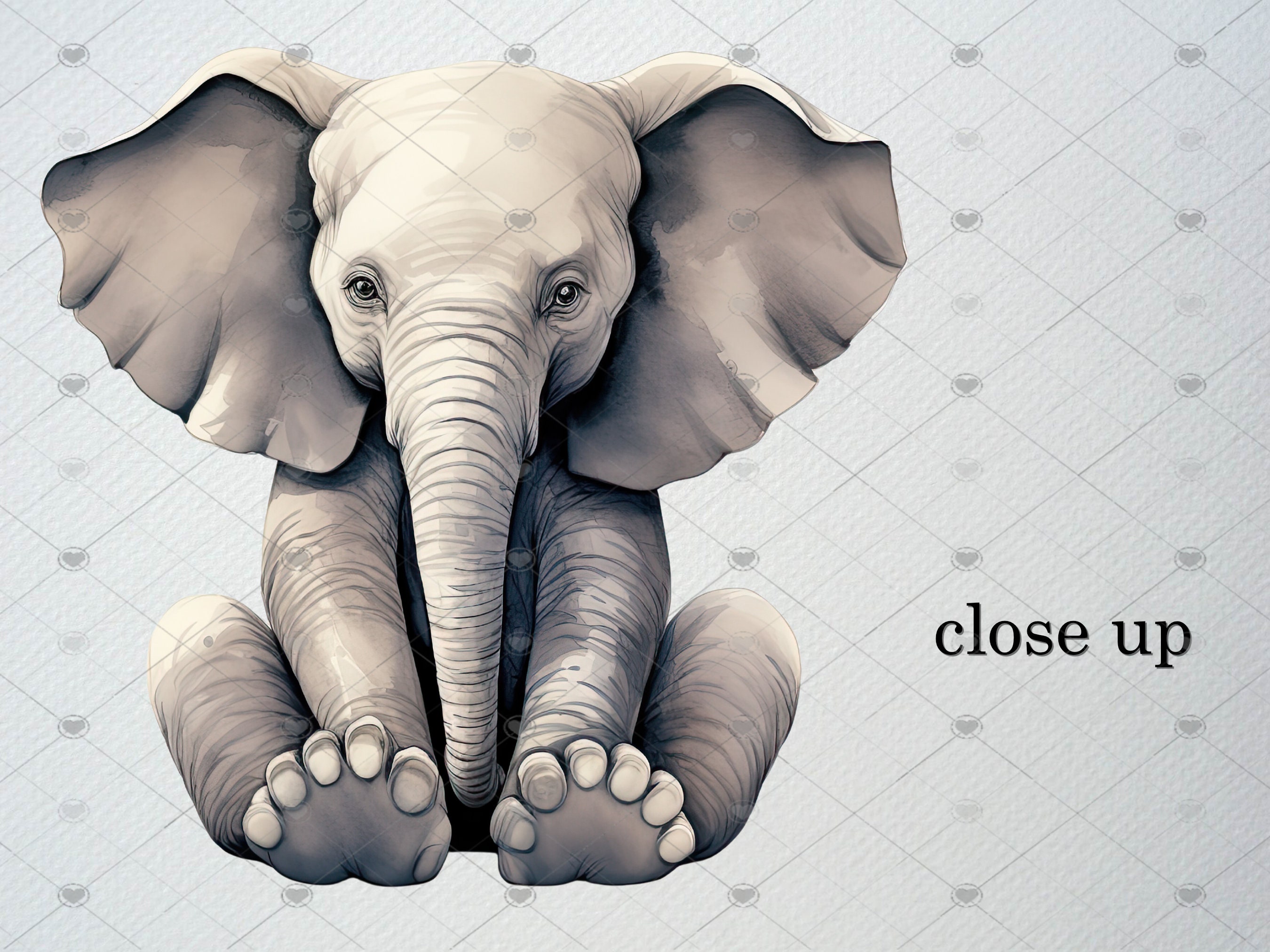 Watercolor Elephant Clipart Set of 31 PNG Files, Elephant Illustration ...