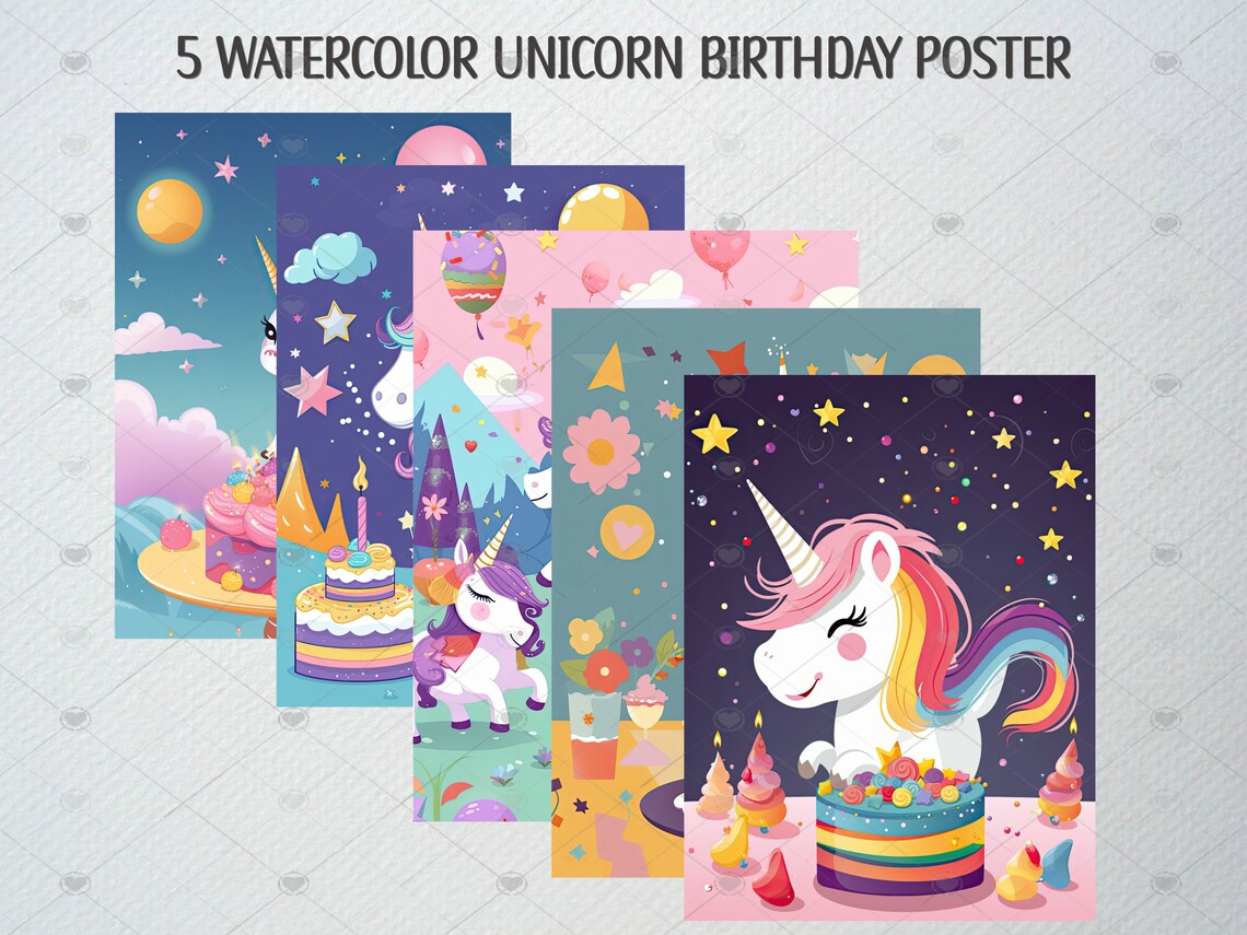 Watercolor Unicorn Clipart Set of 45 PNG Files, Baby Unicorn Clipart ...