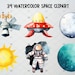 Watercolor Space Clipart Set: 34 PNG Galaxy Graphics (commercial ...