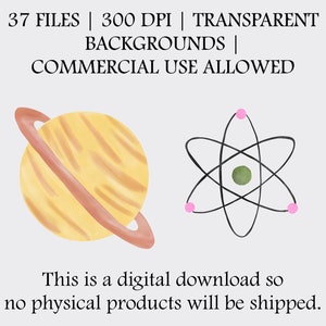 Watercolor Science Clipart Set of 37 PNG Files, Laboratory Clipart ...