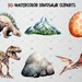 Watercolor Dinosaur Clipart Set of 30 PNG Files, Dino Clipart, Cute ...