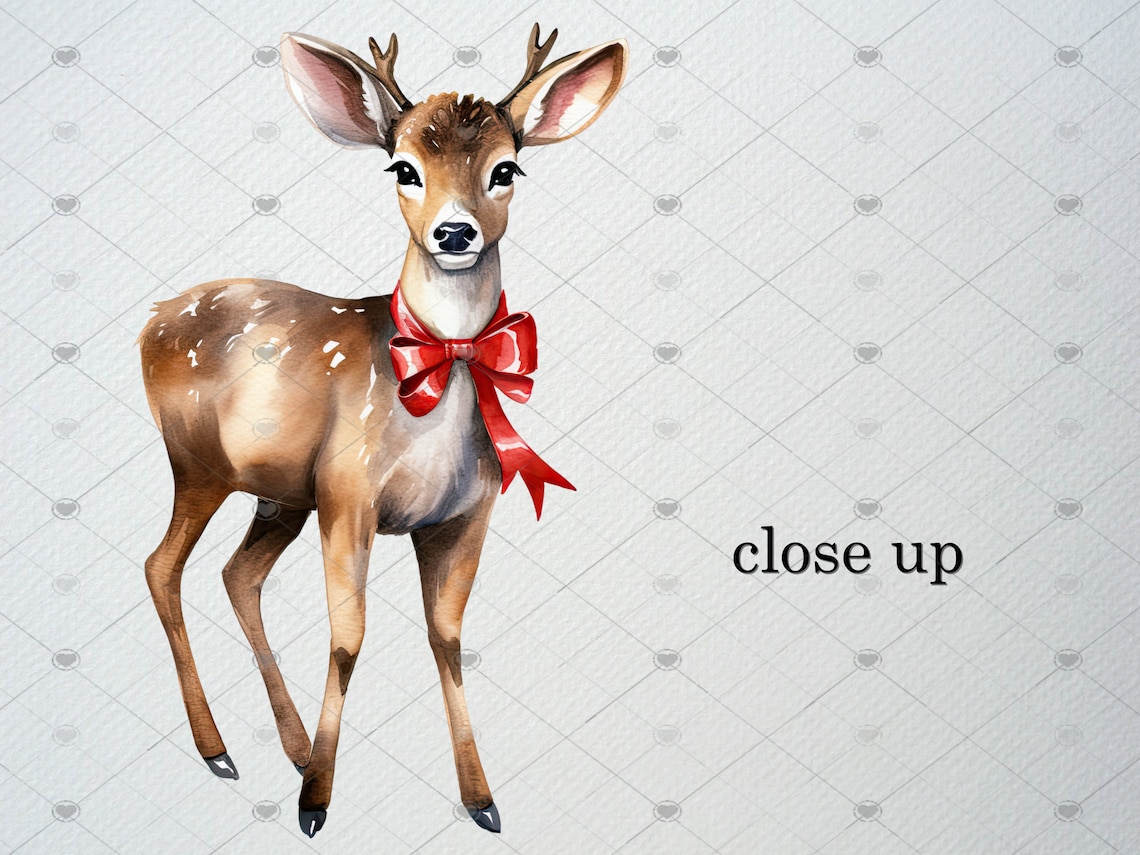 Watercolor Reindeer Clipart Set of 17 PNG Files, Christmas Clipart ...
