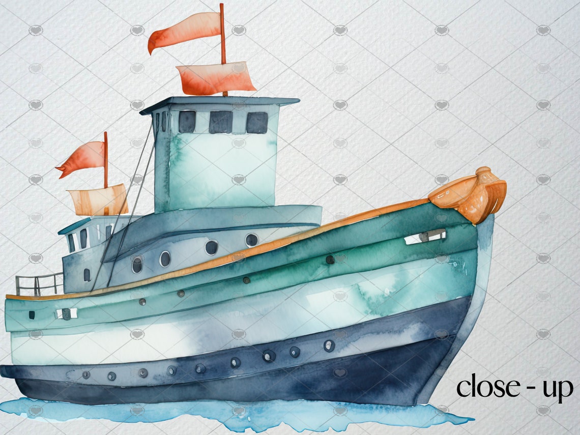 Watercolor Transportation Clipart Set of 40 PNG Files - Etsy