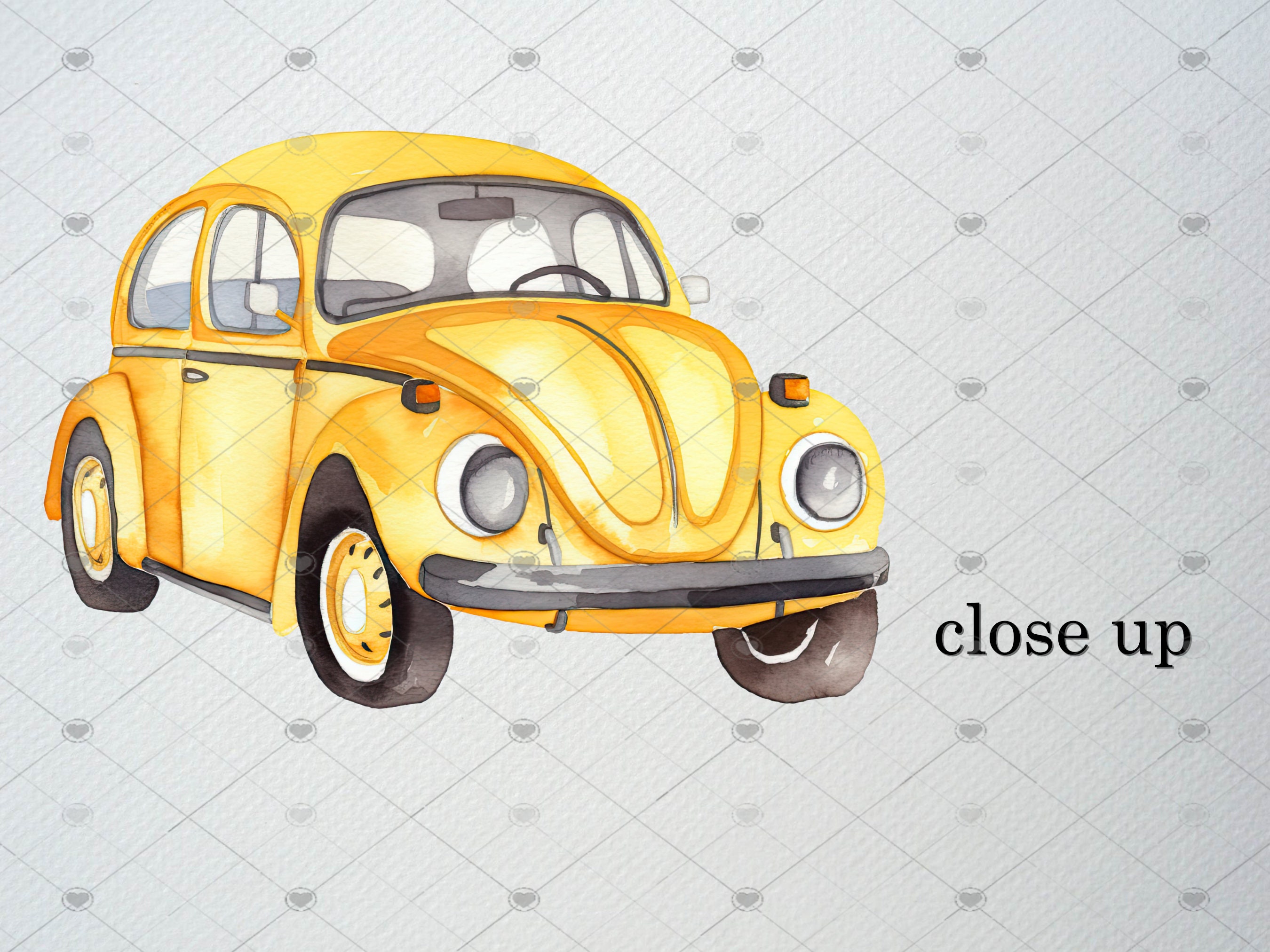 Watercolor Cars Clipart Set of 40 PNG Files, Transport Clipart, Classic ...