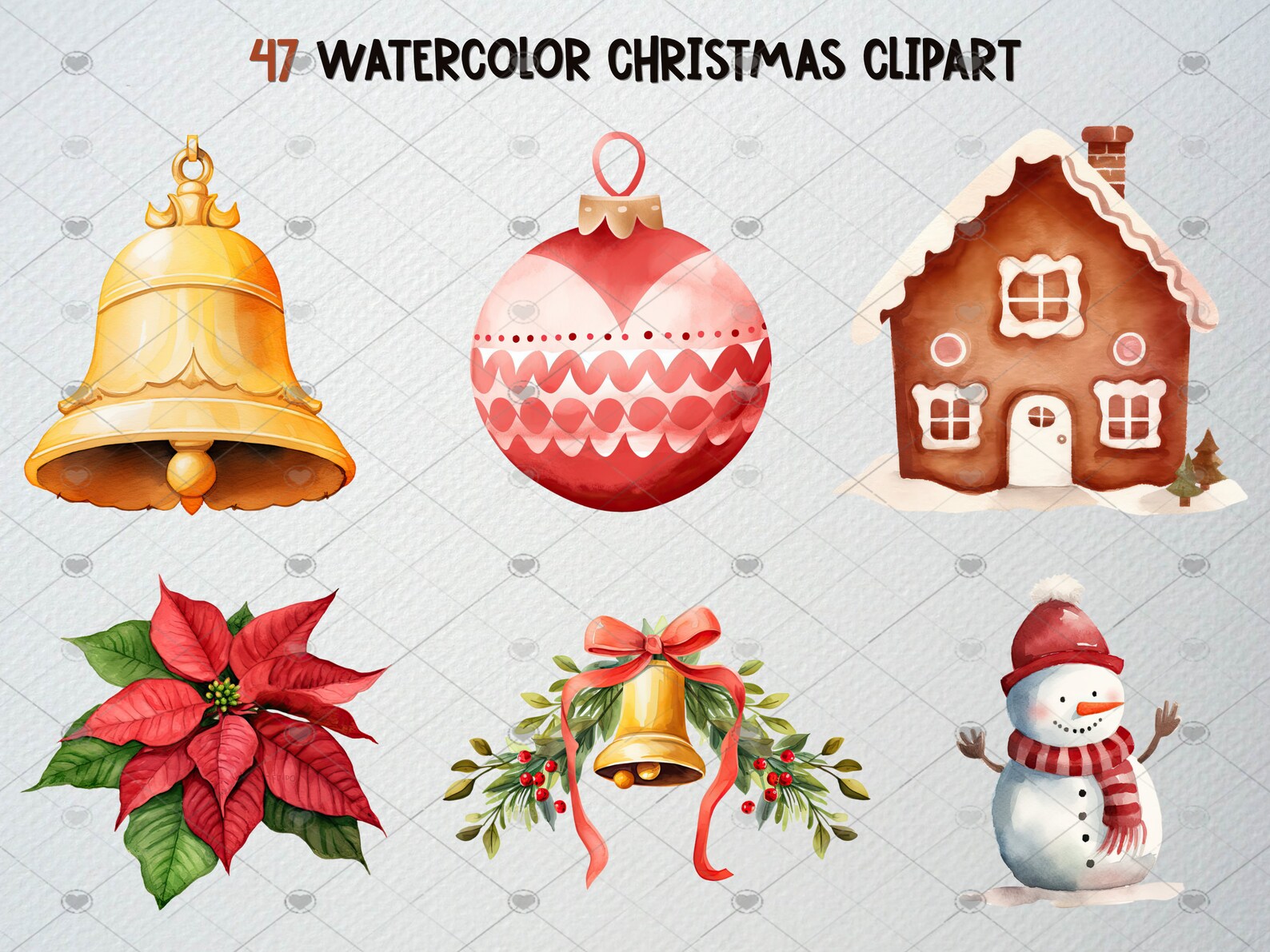 Watercolor Christmas Clipart Set of 47 PNG Files, Santa Claus Clipart ...