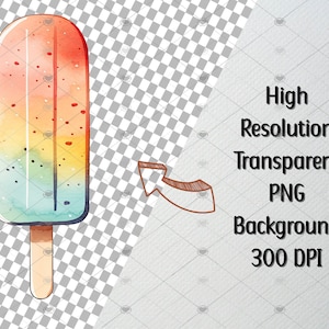 Watercolor Popsicle Clipart Set of 50 PNG Files, Ice Cream Clipart ...