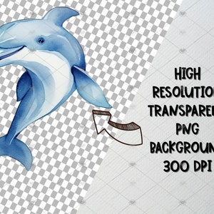 Watercolor Dolphin Clipart Set of 45 PNG Files, Ocean Animal Clipart ...