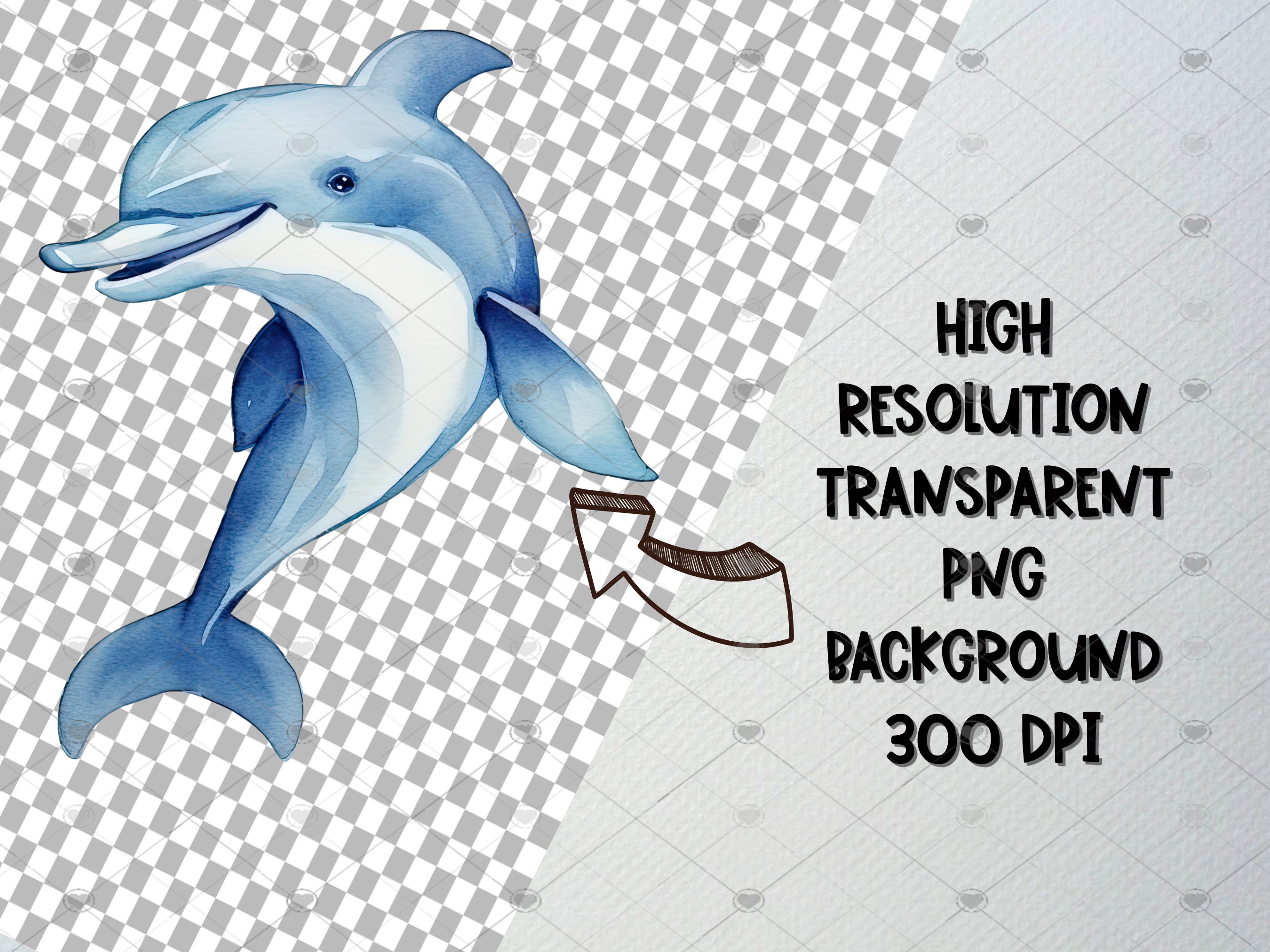 Watercolor Dolphin Clipart Set of 45 PNG Files, Ocean Animal Clipart ...