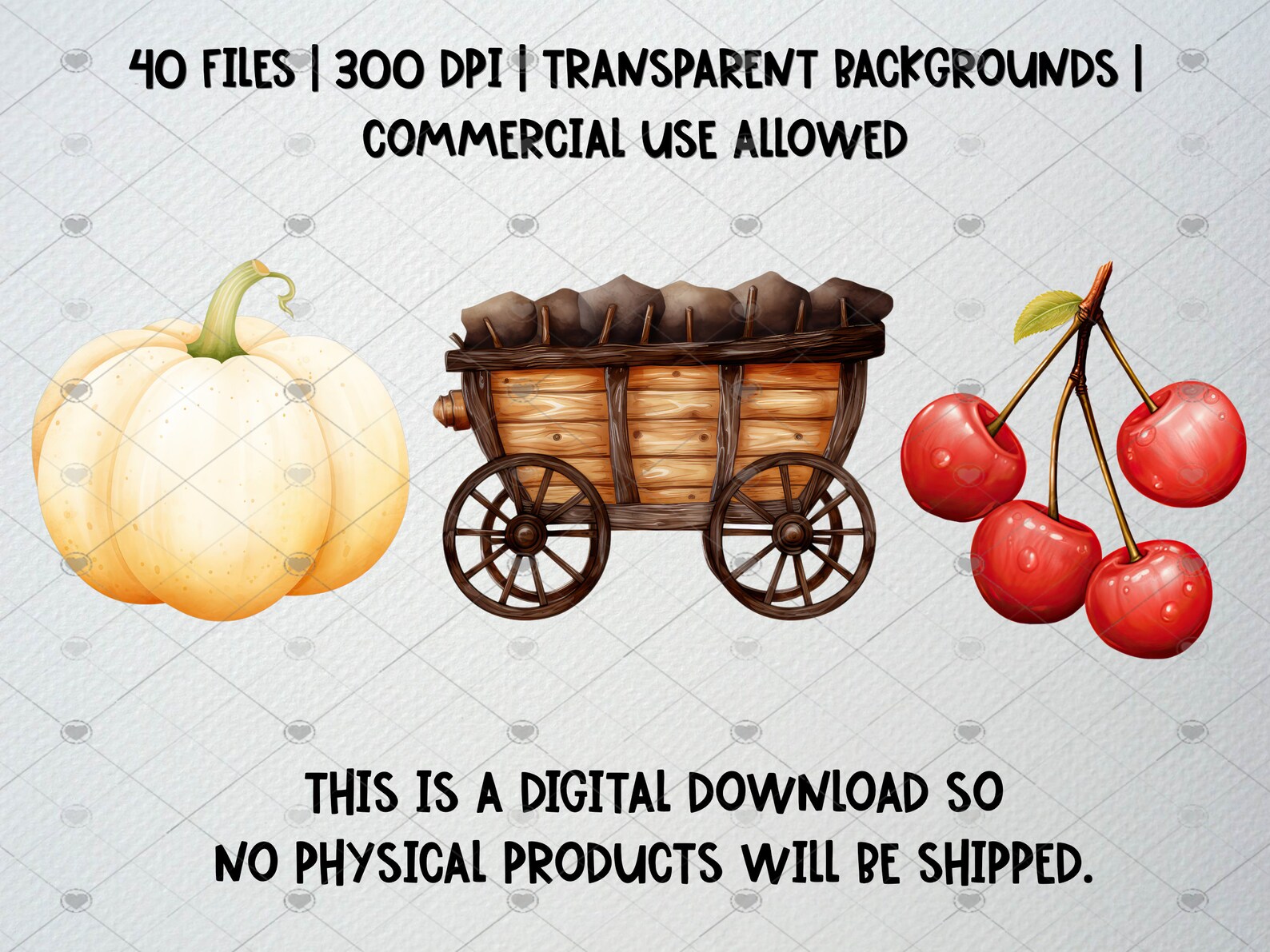 Watercolor Thanksgiving Clipart Set of 40 PNG Files, Fall Clipart ...