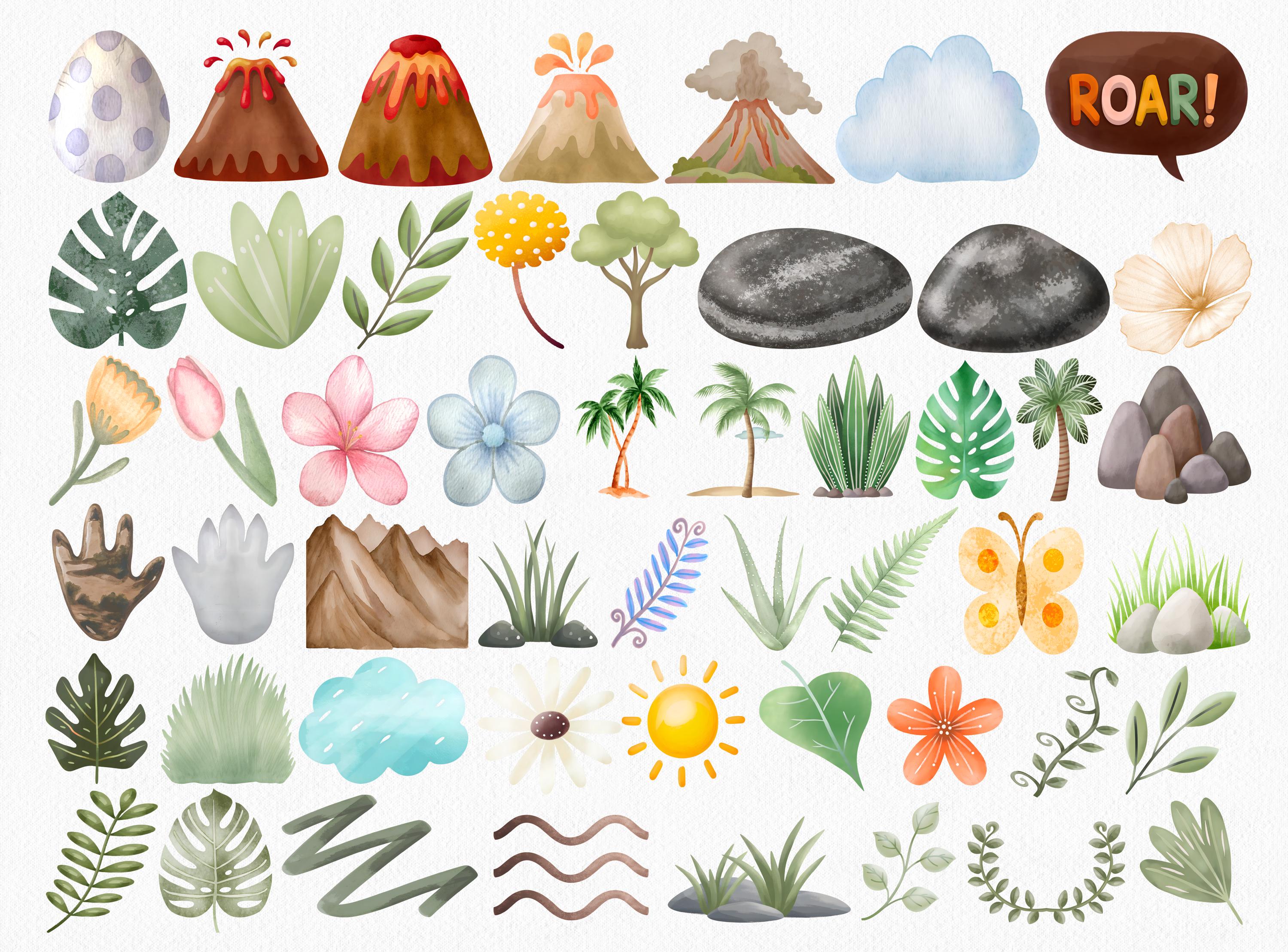 Cute Watercolor Dinosaur Clipart Set- Baby Dinosaur PNG, Dino Clipart ...