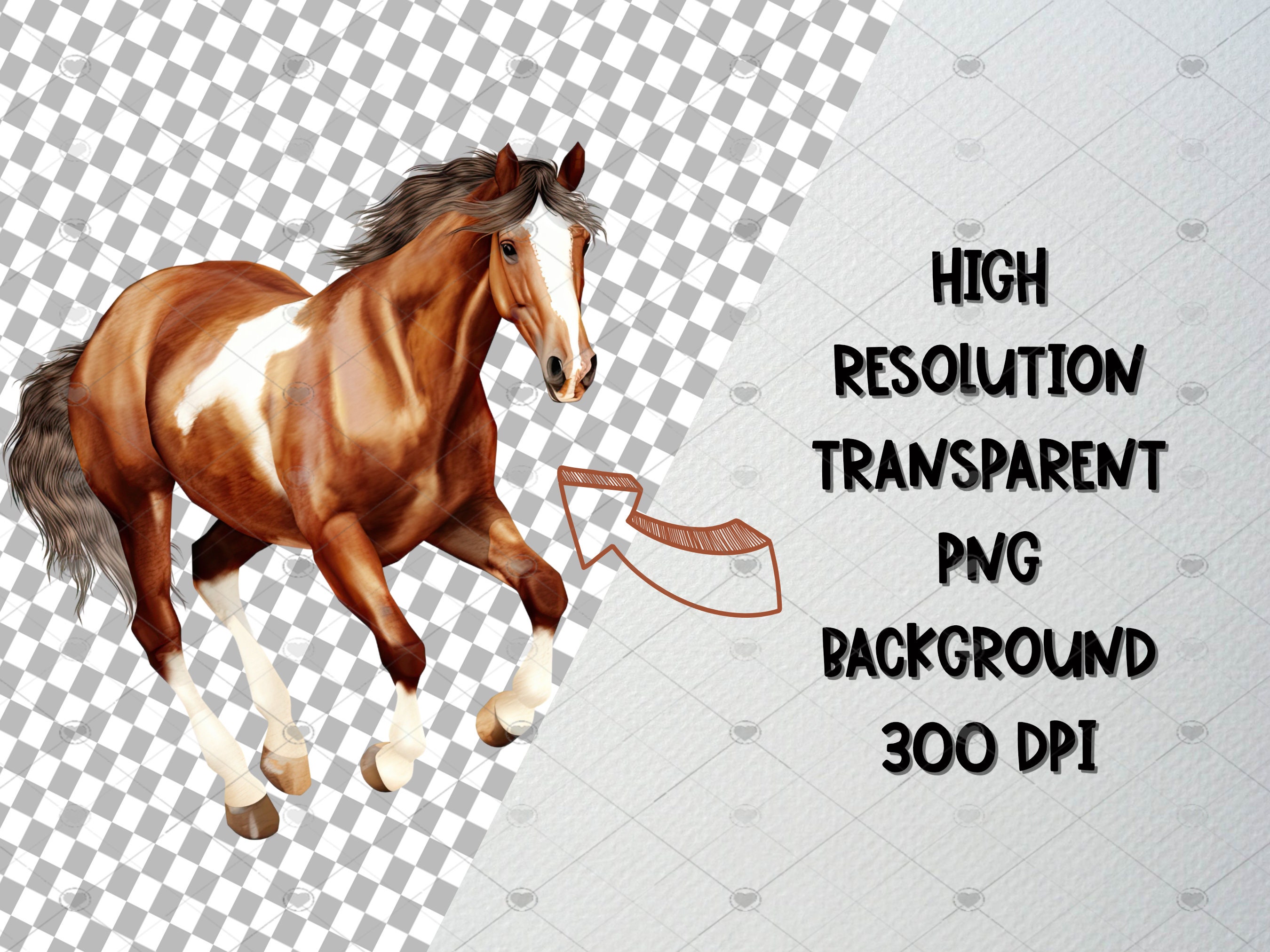 Watercolor Horse Clipart Set of 50 PNG Files, Farm Animal Clipart, Cute ...