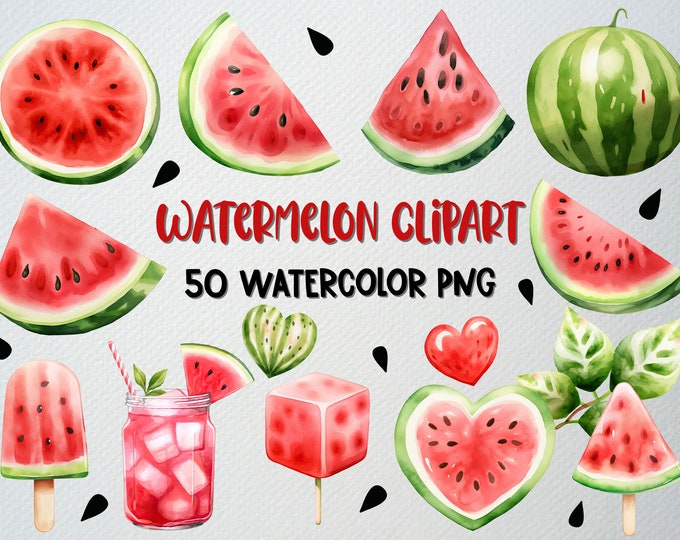 Watermelon Clipart, Watercolor Clipart, Fruit Clipart Watermelon Png ...
