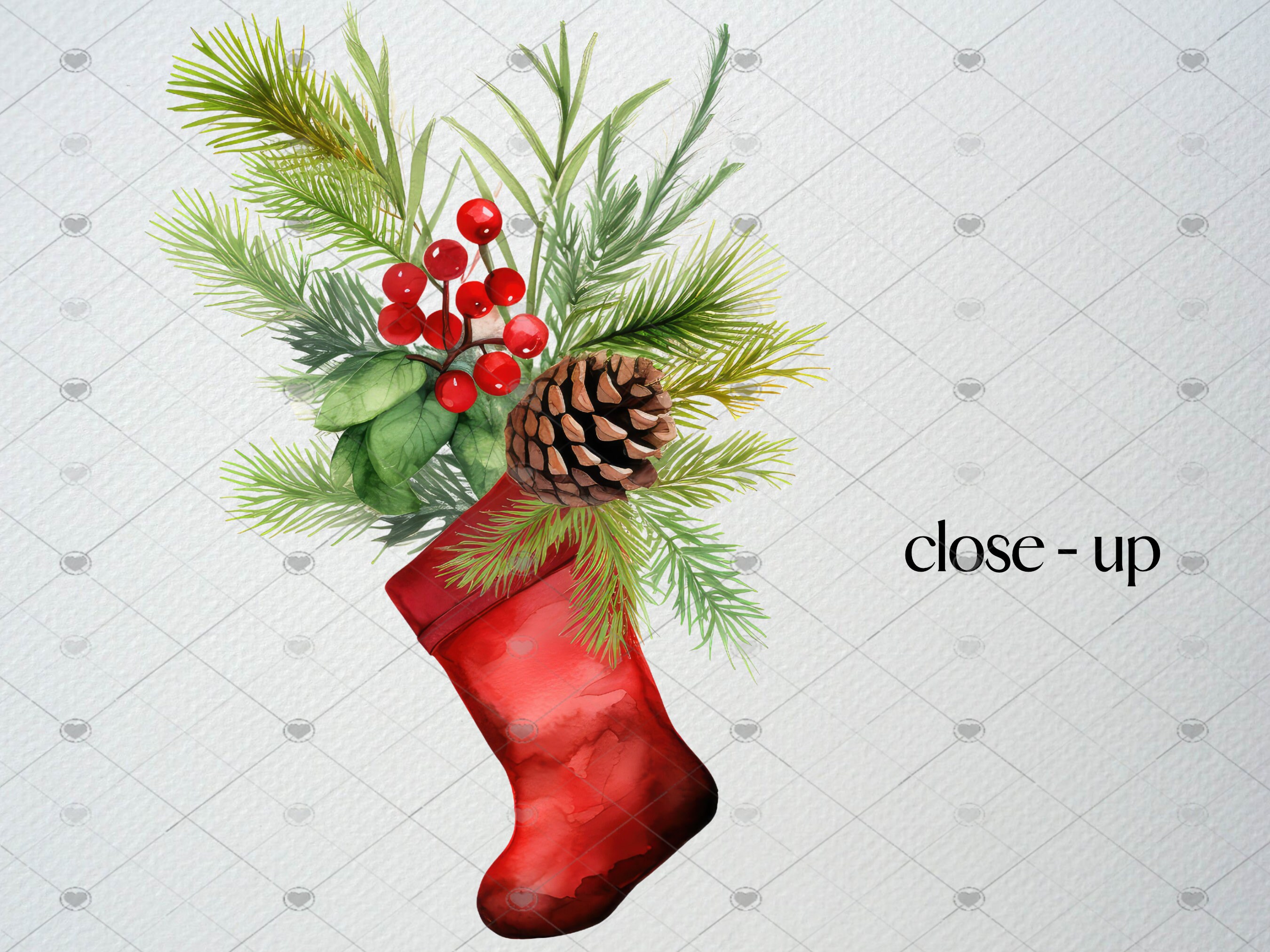 Watercolor Christmas Clipart Set of 47 PNG Files, Santa Claus Clipart ...