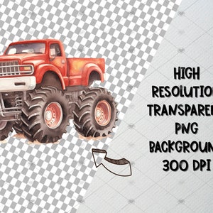 Watercolor Monster Truck Clipart Set: 23 PNG Files - Etsy