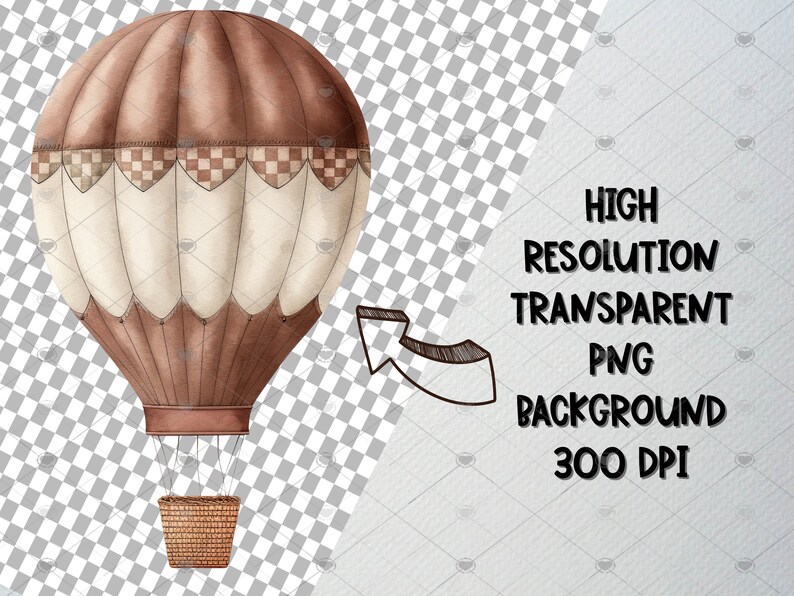Watercolor Air Transport Clipart Set, Hot Air Ballon Clipart, Airplane ...