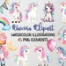 Watercolor Unicorn Clipart Set of 45 PNG Files, Baby Unicorn Clipart ...