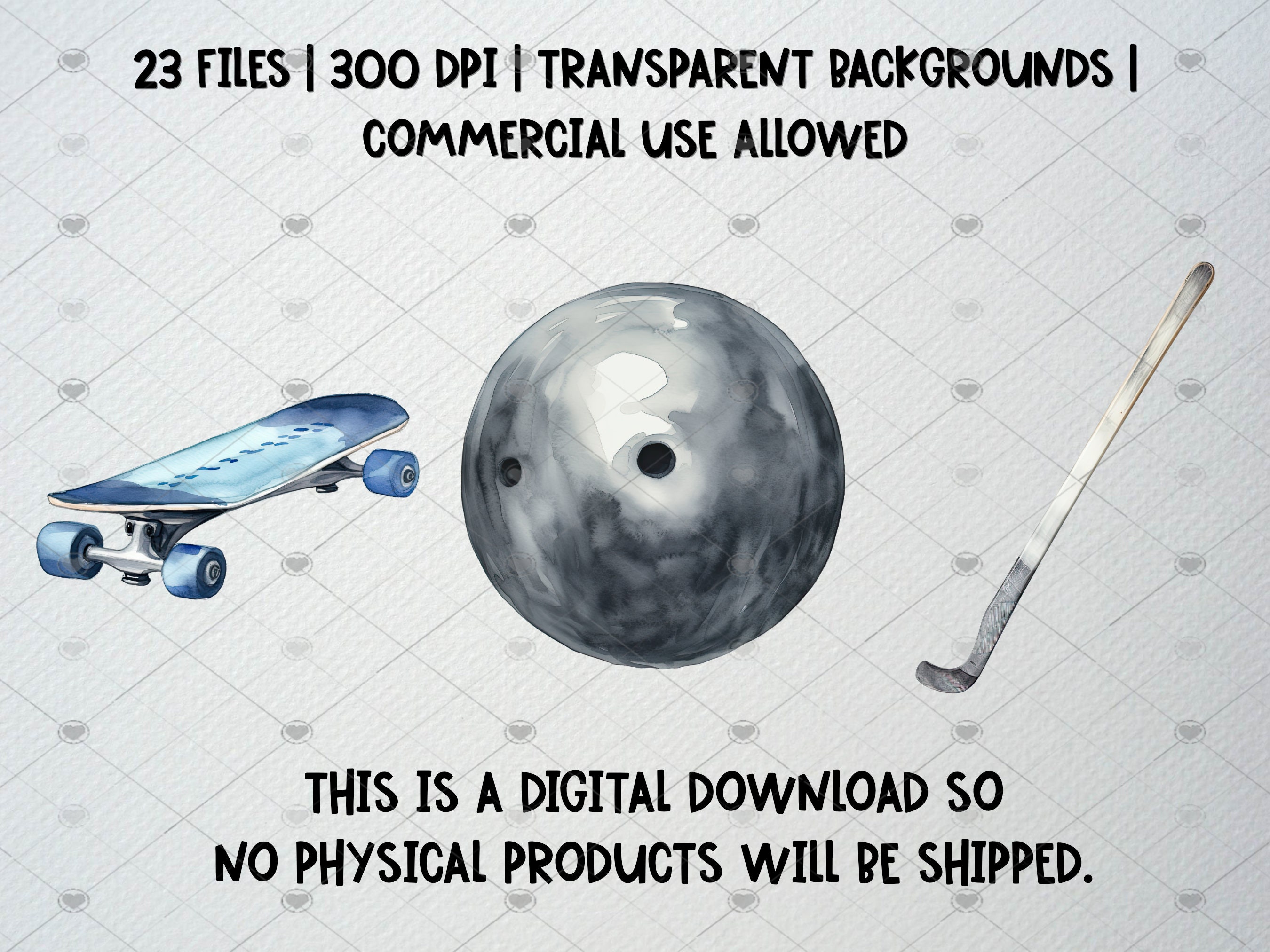 Watercolor Sports Clipart Set of 23 PNG Files, Sports Illustration ...