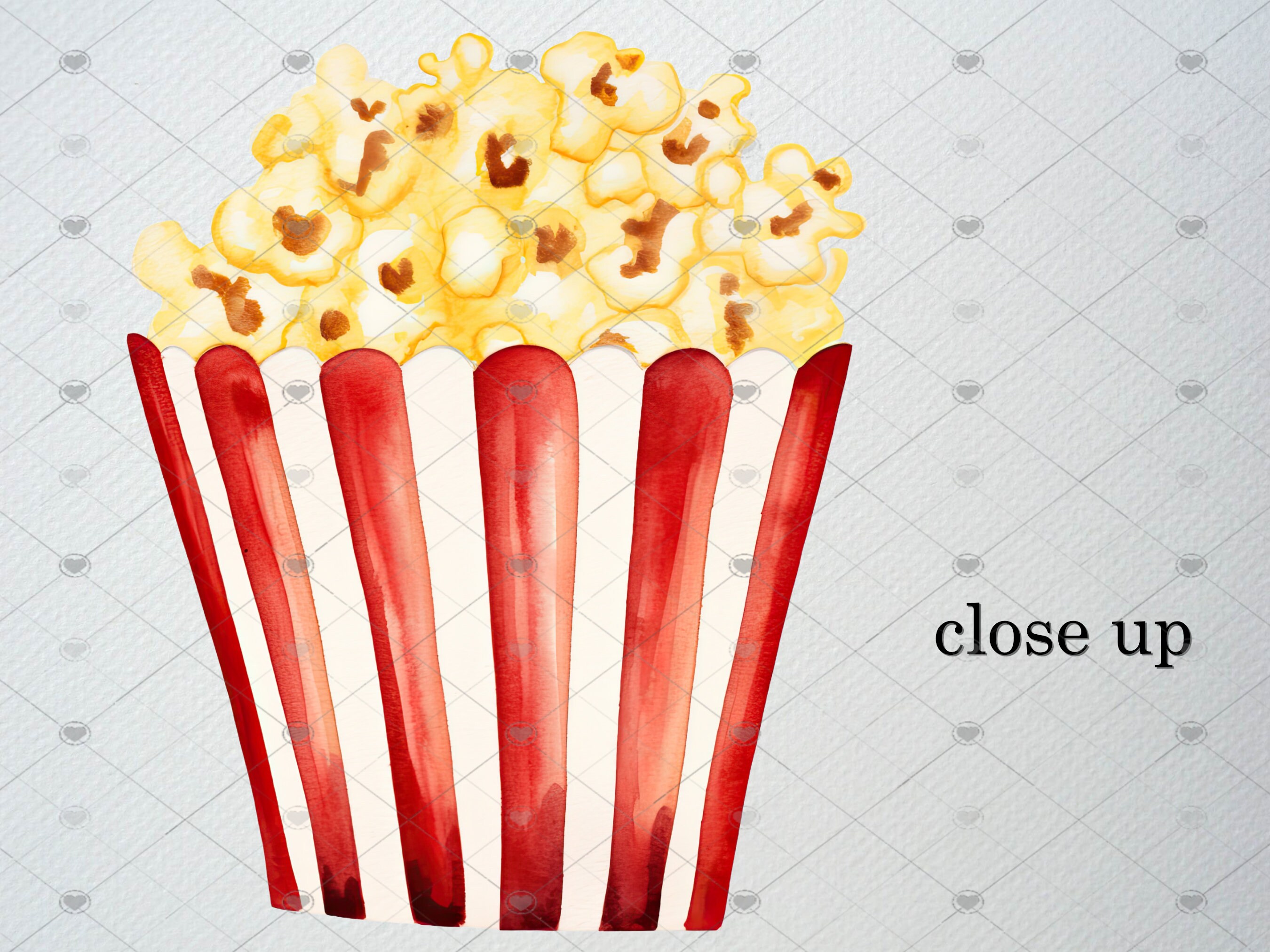 Watercolor Popcorn Clipart Set of 24 PNG Files, Popcorn Bucket Clipart ...