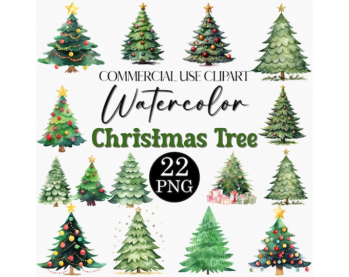 Watercolour Christmas Trees Clipart, Christmas Invitations Clipart ...
