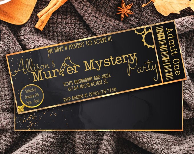 Murder Mystery Dinner Party Invitation, Vintage Party Invitation ...