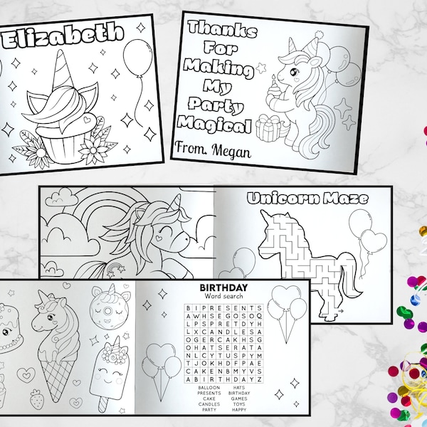 Custom Unicorn Coloring Book - Etsy