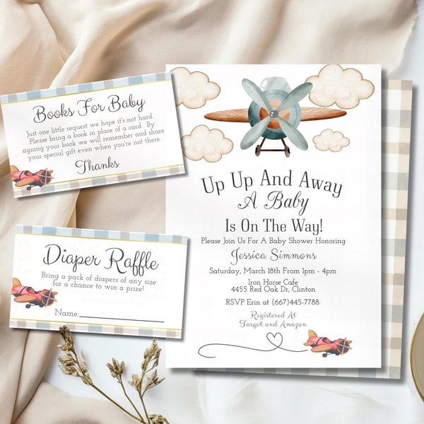 Airplane Baby Shower Invitations - Etsy