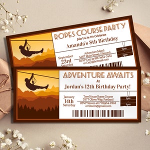 Zipline Birthday Invitation, Zip Line Party, Ropes Course Invitation ...