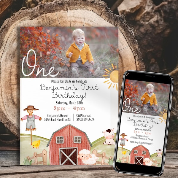 Farm First Birthday Invitation - Etsy