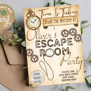 Editable Escape Room Birthday Party Invitation Template - Etsy