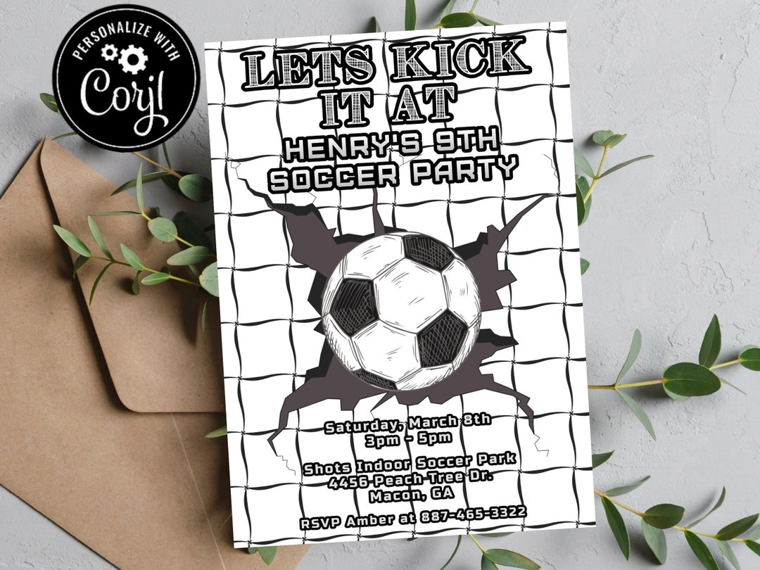 Soccer Invitation, Soccer Party Invitation, Soccer Birthday Invitation ...
